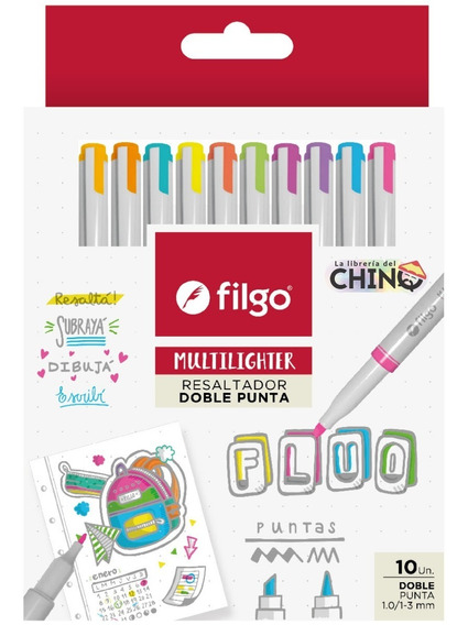 RESALTADOR FILGO MULTILIGHTER DOBLE PUNTA FLUO X10U (MTLF-E10-FLU ...